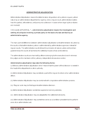 Adminstrative Law - Important - ADMINISTRATIVE LAW - Studocu