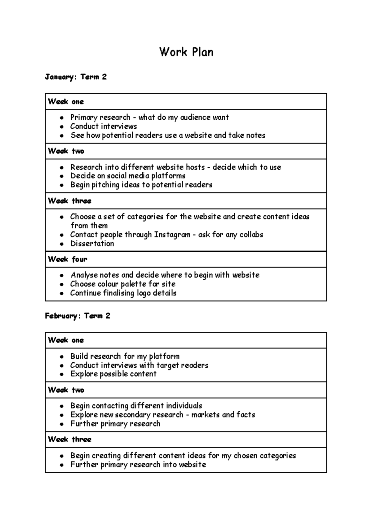 Work Plan This Is A Detailed Plan Made Over A 12 Week Period Which work-plan-this-is-a-detailed-plan-made-over-a-12-week-period-which