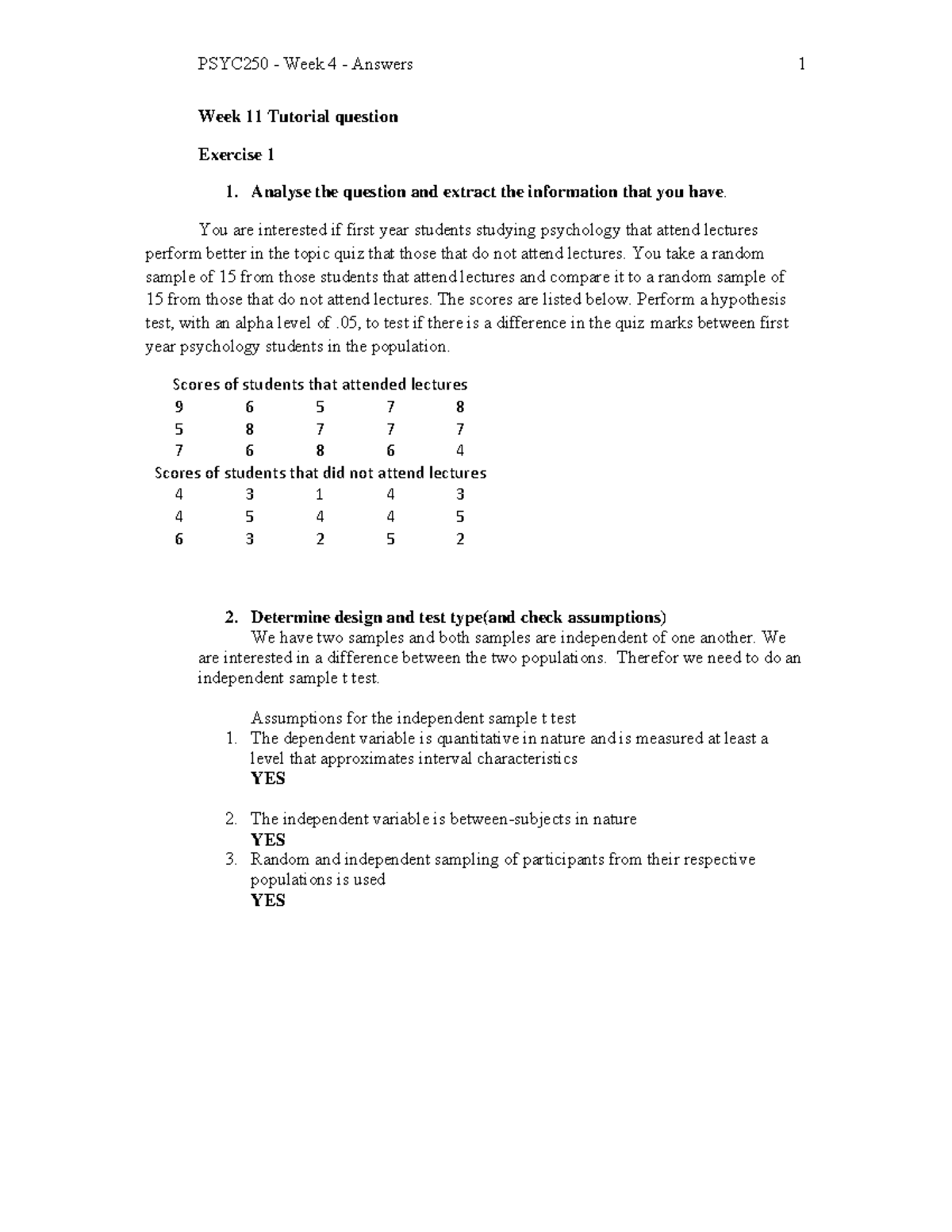 Layout independent samples t-test - PSYC123 - UOW - Studocu
