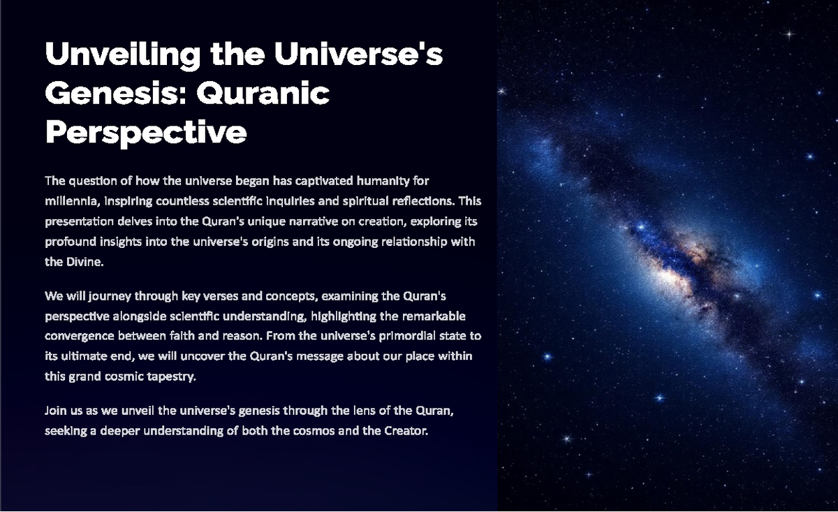 Begining of universe in term of quran - Unveiling the Genesis: Quranic ...