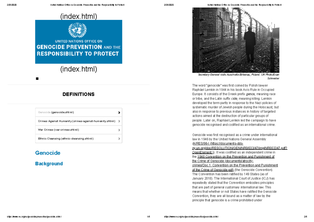 United Nations Office on Genocide Prevention and the Responsibility to ...