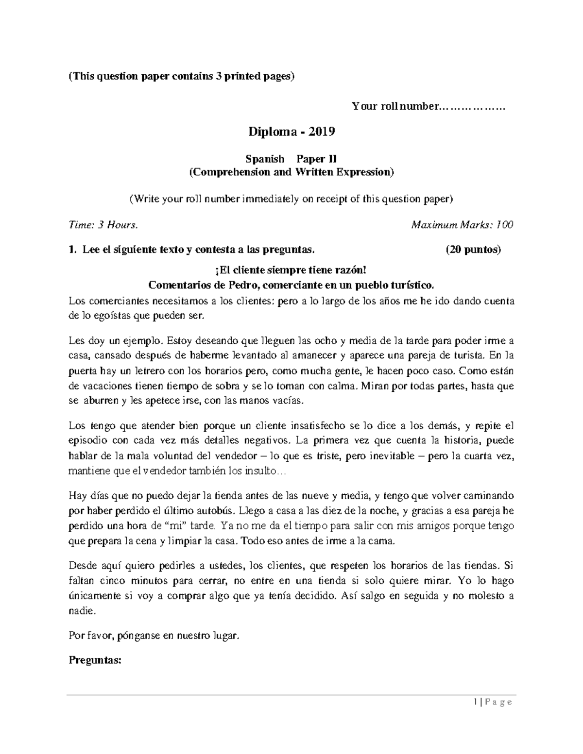 Diploma paper 2 - 2019-checked - 1 | P a g e (This question paper ...