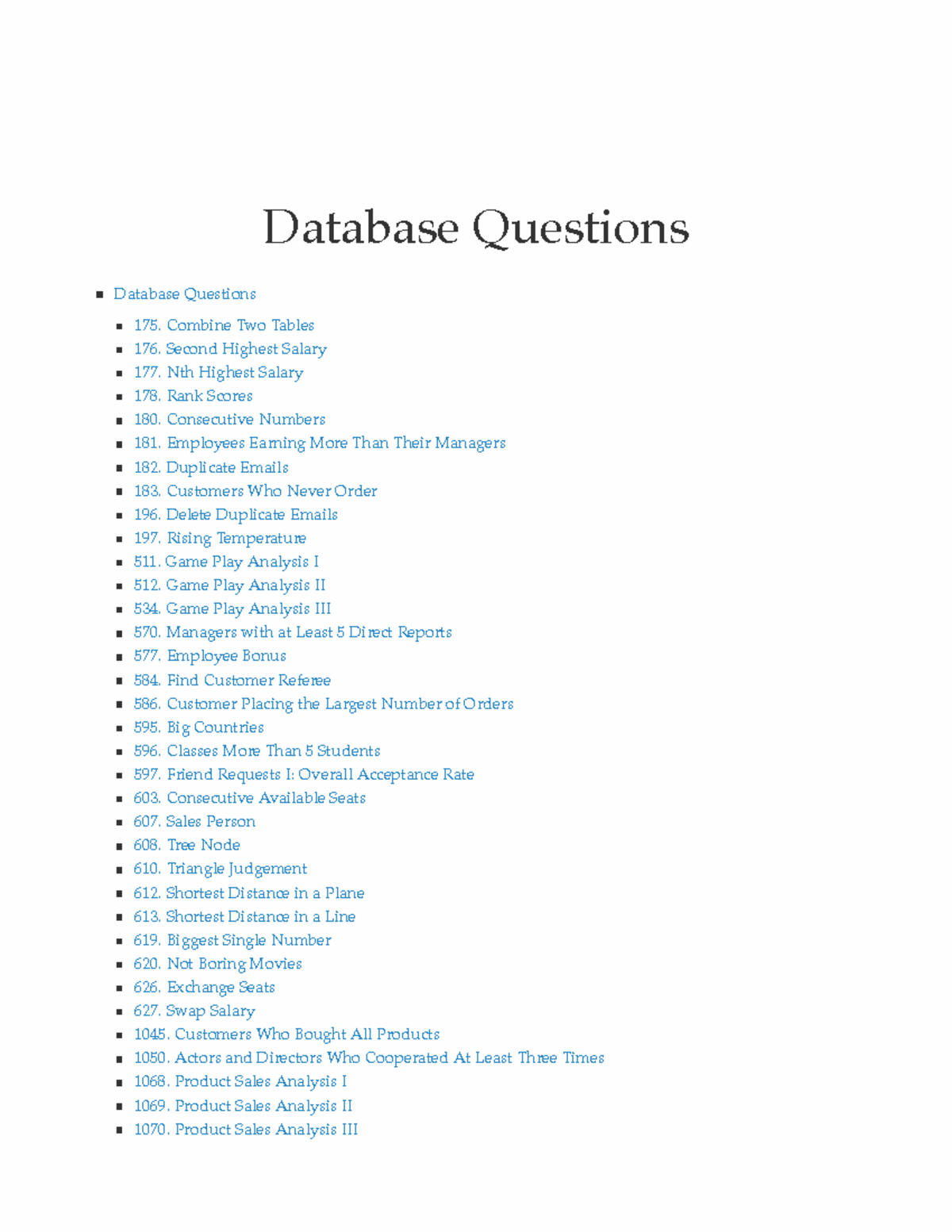 Database question - free - Database Questions Database Questions 175 ...