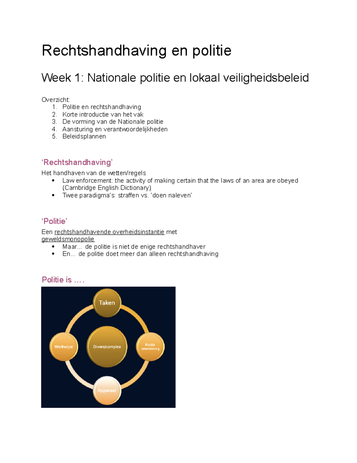 Rechtshandhaving en politie - Politie en rechtshandhaving 2. Korte ...