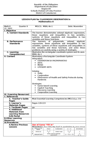 Lesson Plan Grade 1 Q3W1 - LESSON PLAN IN MATH – Grade 1 (Third Quarter ...