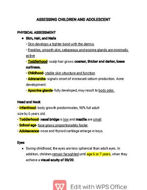 Assessing Children AND Adolescent - ASSESSING CHILDREN AND ADOLESCENT ...
