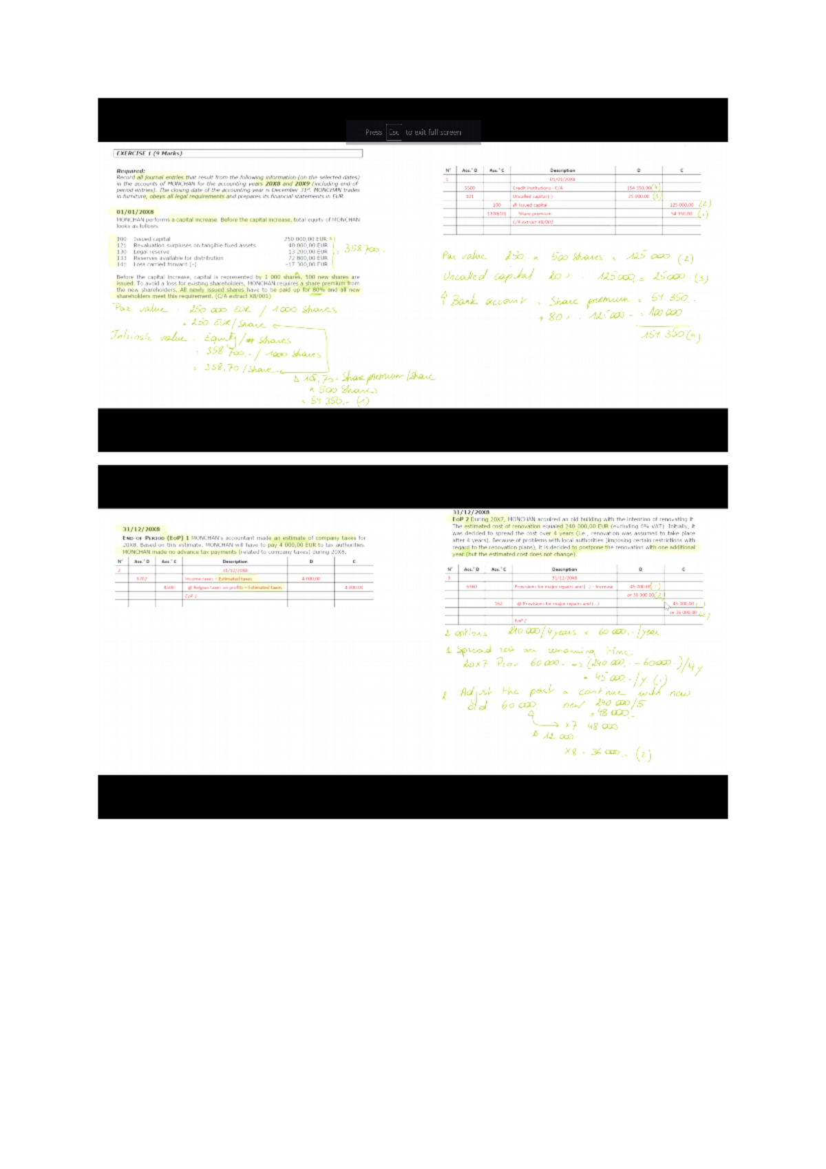 Correction exam accounting B - Financial accounting A - Studocu