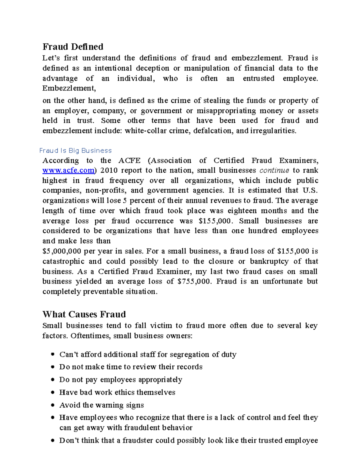 Fraud Defined - Fraud Defined Let’s first understand the definitions of ...