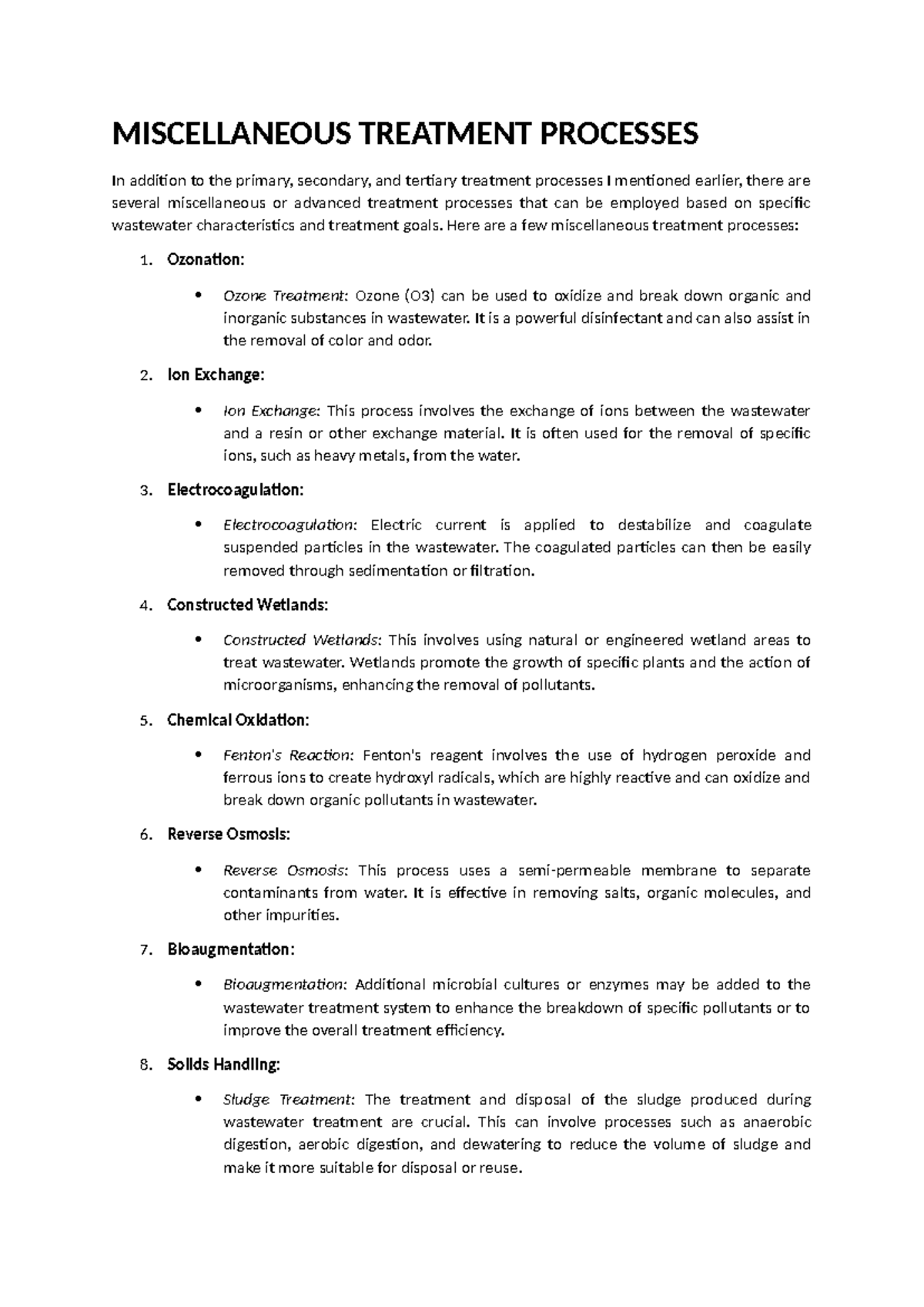 Miscellaneous Treatment Processes - MISCELLANEOUS TREATMENT PROCESSES ...