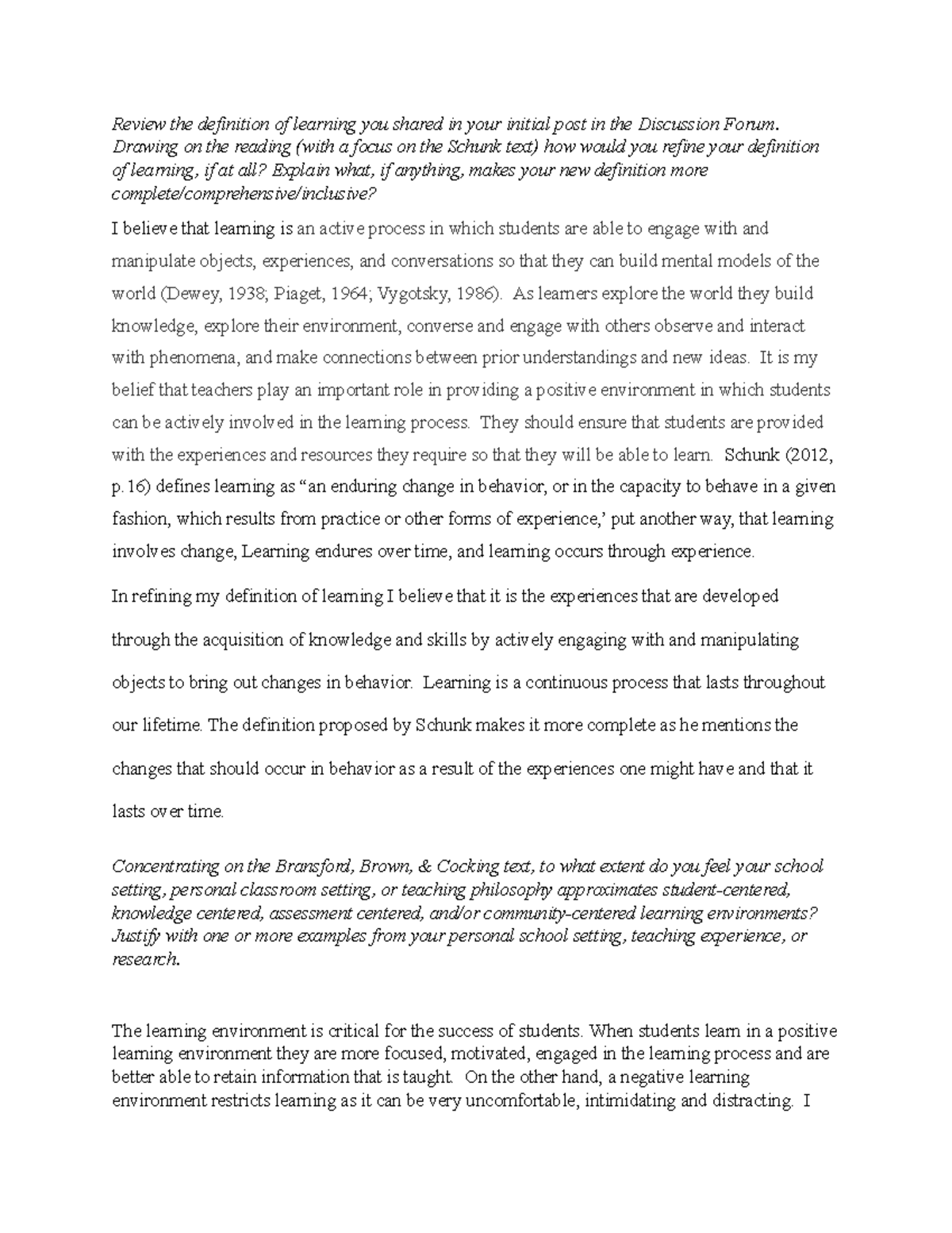 EDUC5210 Week 1 Portfolio Activity Unit 1 - Review the definition of ...