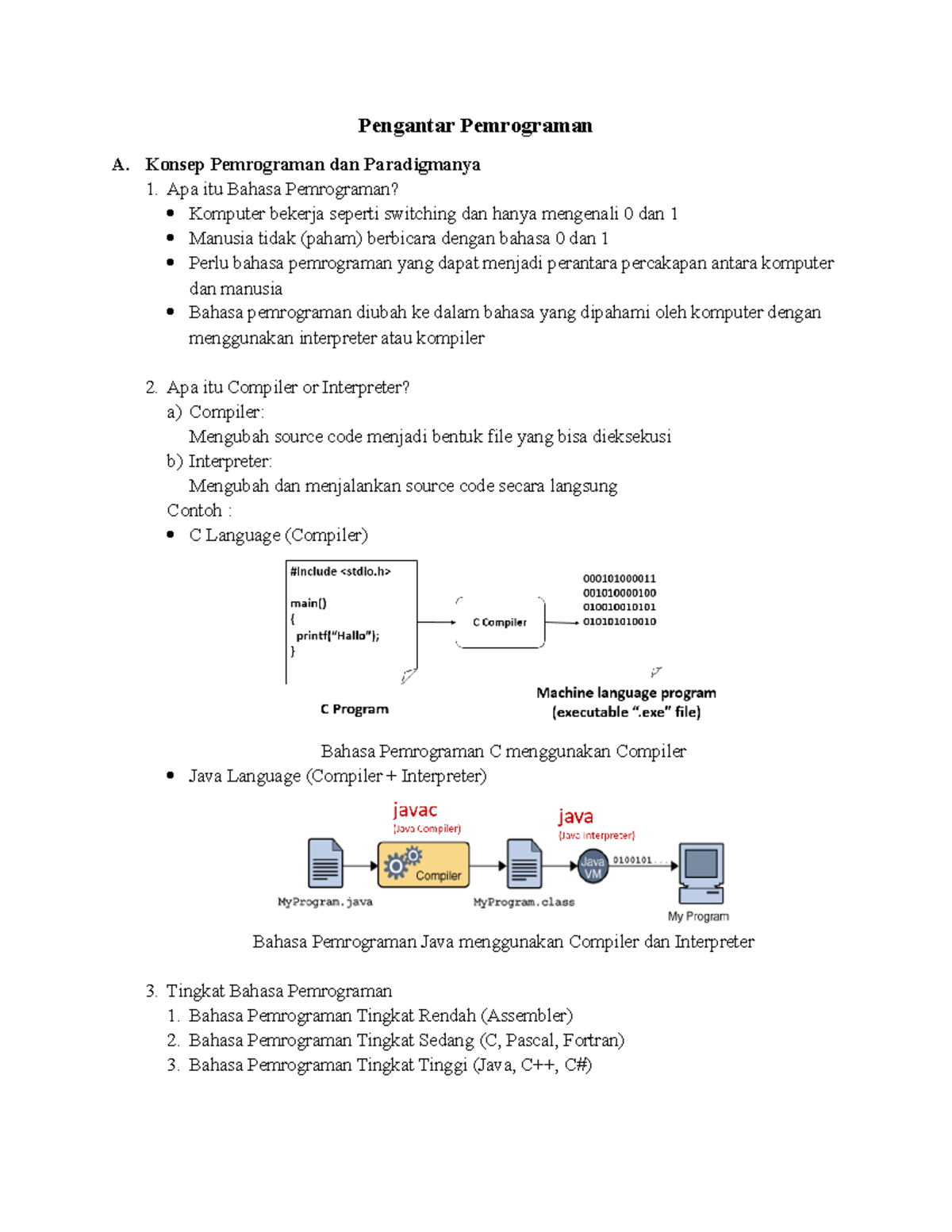 Catatan Pengantar Pemrograman I - Pengantar Pemrograman A. Konsep ...