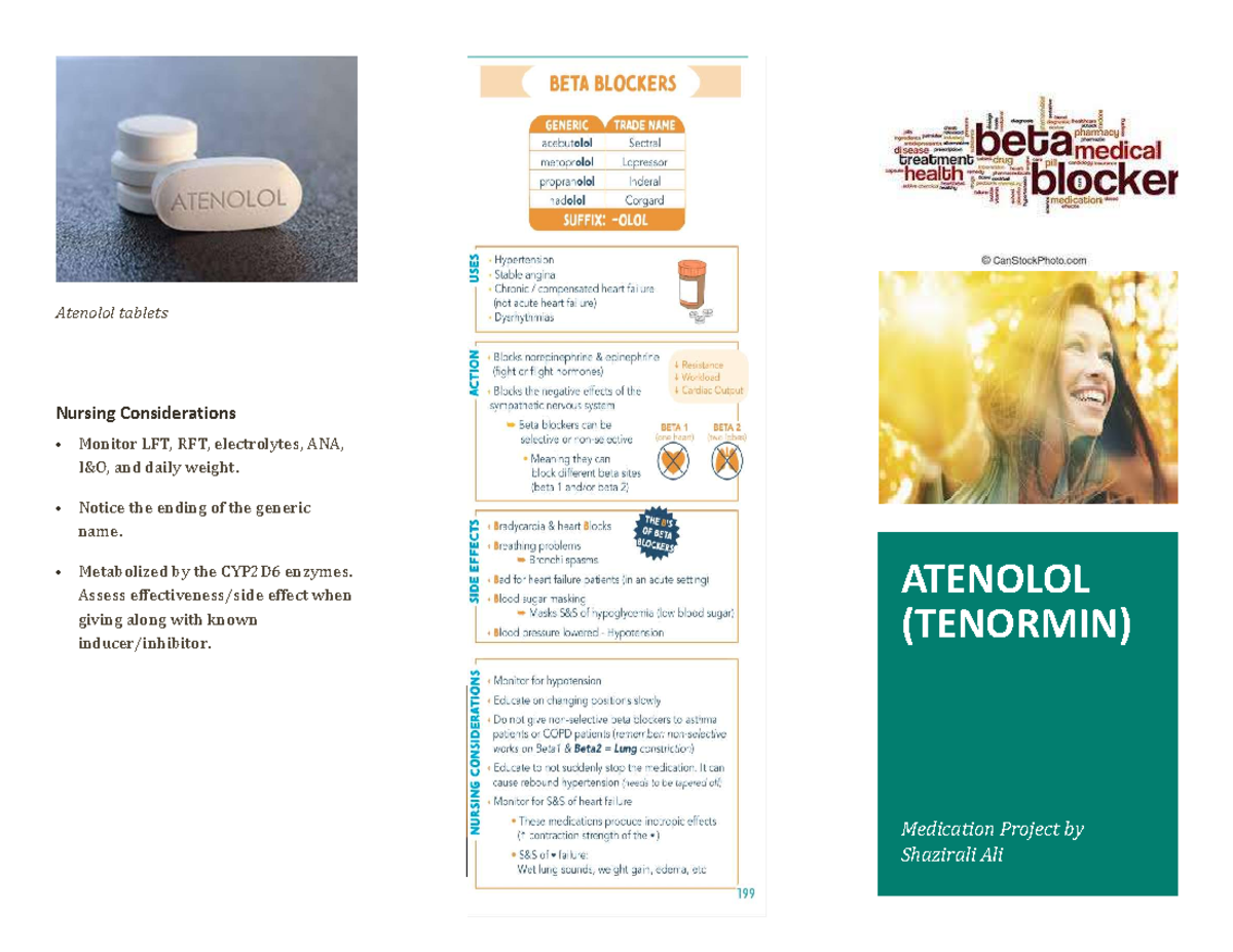 Atenolol Brochure Final - Atenolol tablets Nursing Considerations ...