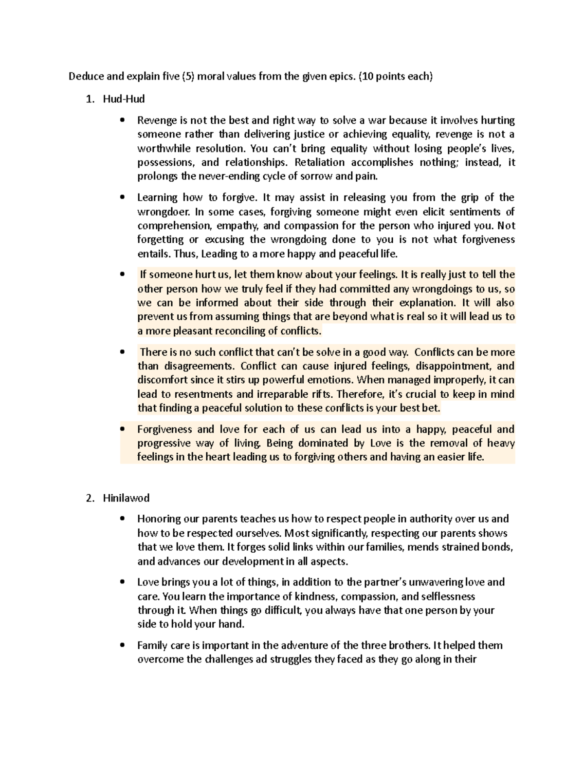 EPIC Moral - lecture notes on art - Deduce and explain five (5) moral ...