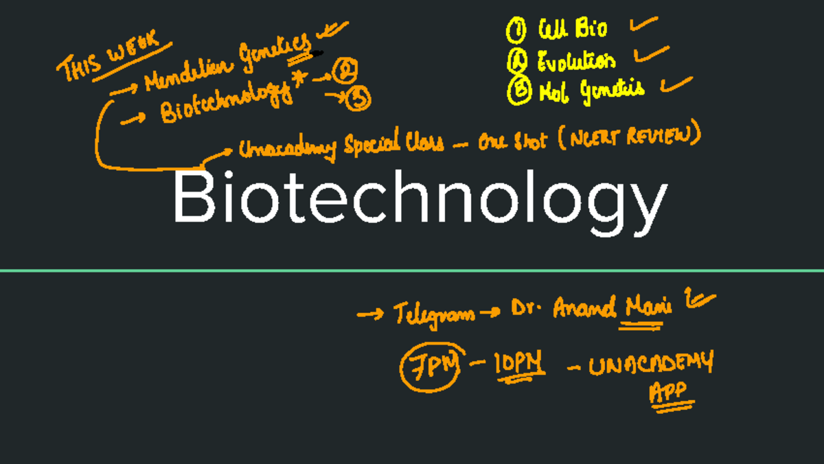 Biotechnology Handwritten Notes by Dr Anand Mani - A CellBio T ...