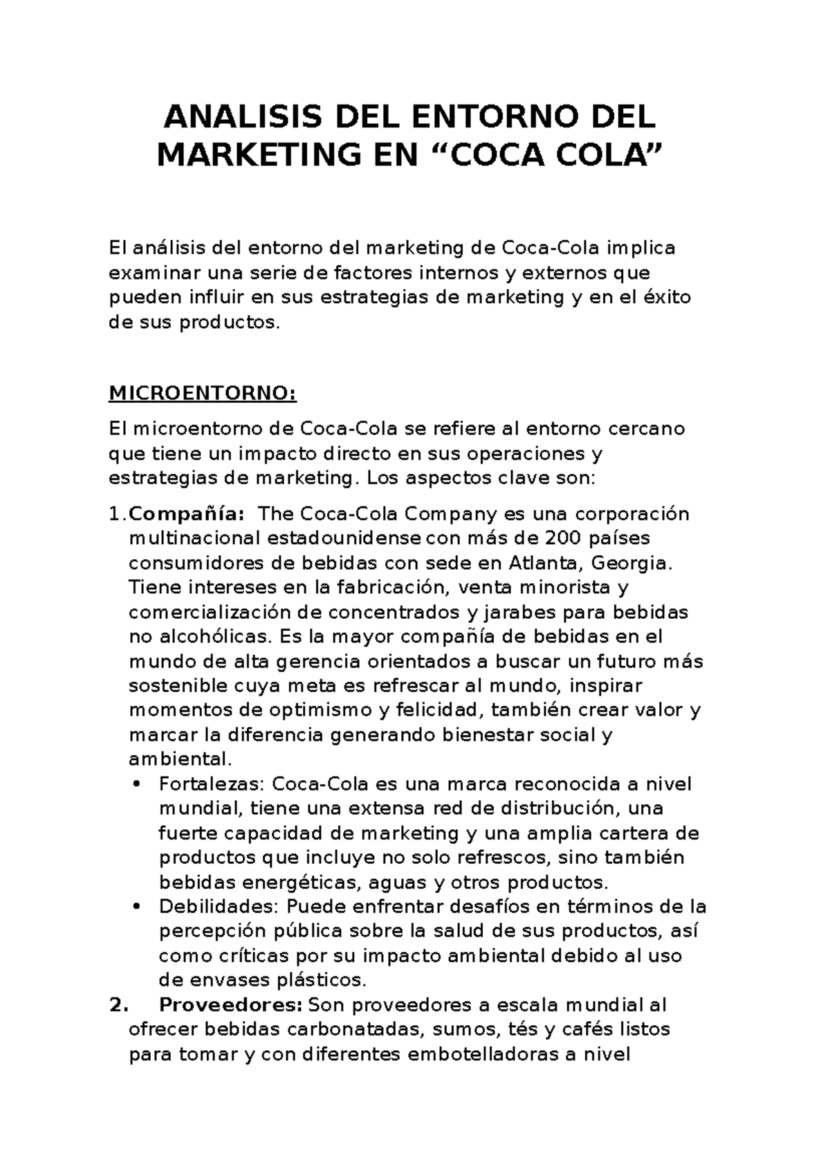 Analisis Del Entorno Del Marketing En Analisis Del Entorno Del