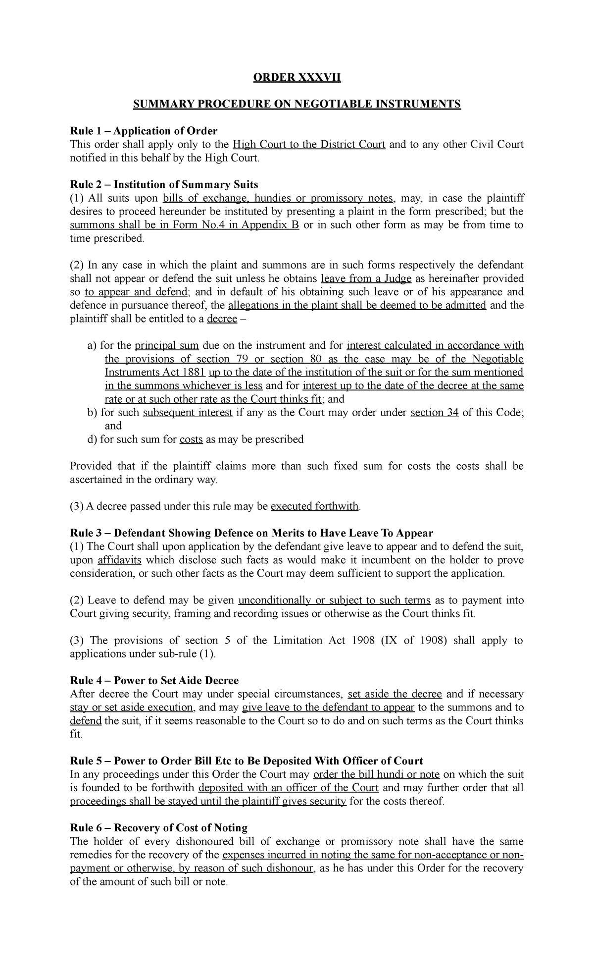 Lecture 16 Order 37 Summary Procedure - ORDER XXXVII SUMMARY PROCEDURE ...