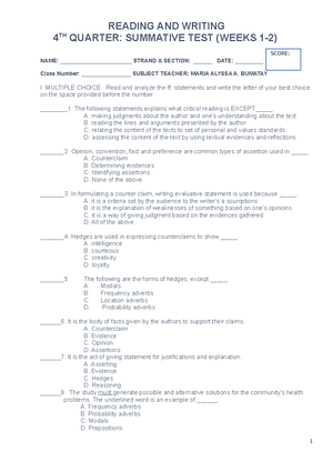 Entrance Exam Reviewer For Grade 11 Amd 12 Senior High School ...