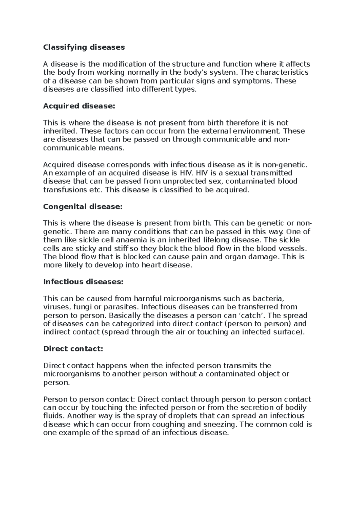 Classifications of Disease Types - Classifying diseases A disease is ...