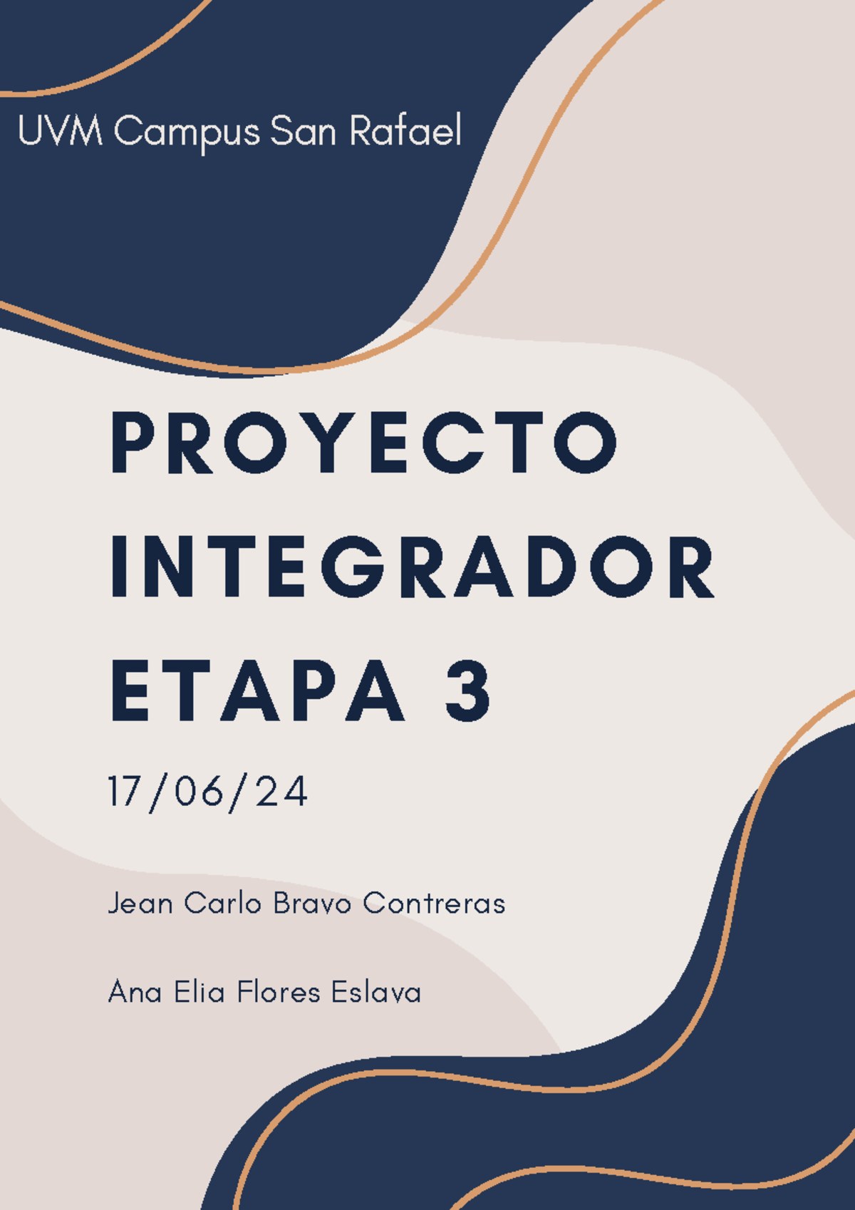 A9 proyecto integrador etapa 3 - PROYECTO INTEGRADOR ETAPA 3 UVM Campus San Rafael 17/06/ Jean ...