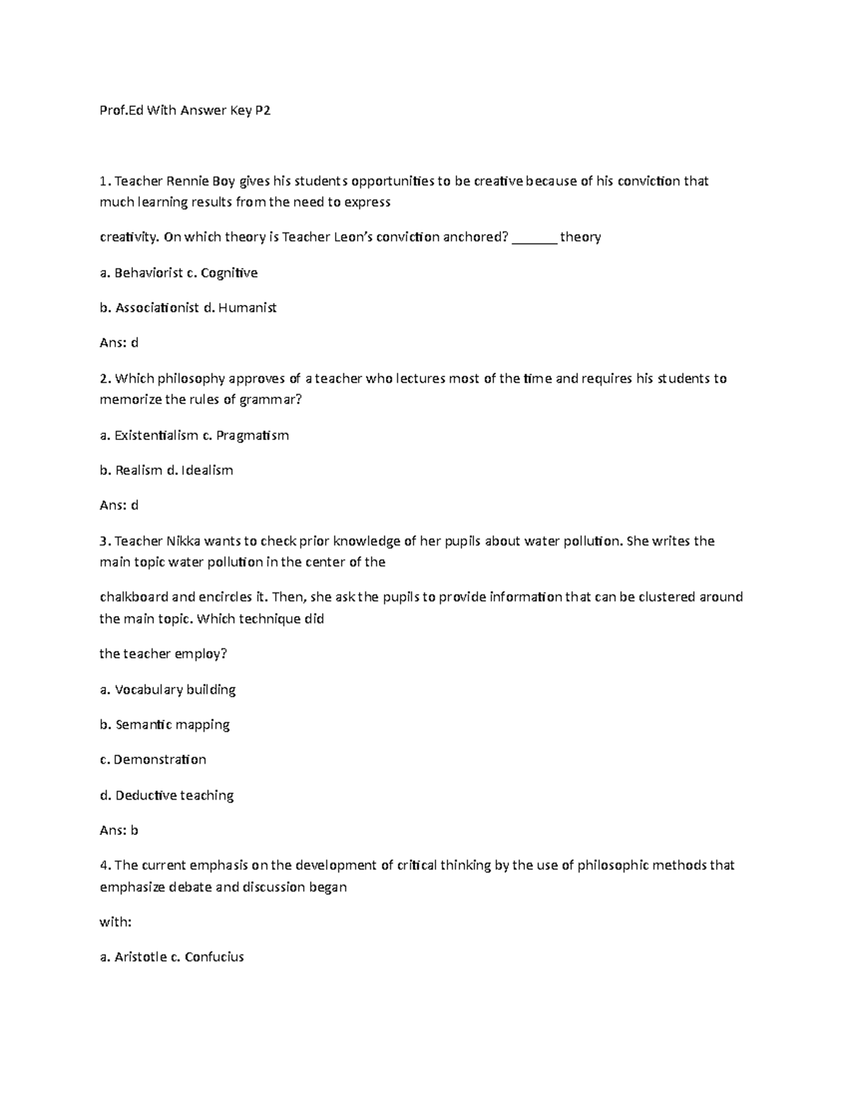 Prof.Ed With An-WPS Office - Prof With Answer Key P Teacher Rennie Boy ...