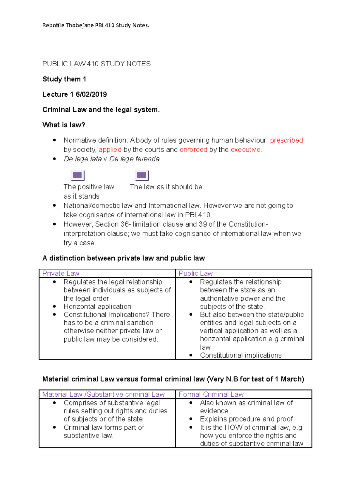 Criminal Law Study Notes - PUBLIC LAW 410 STUDY NOTES Study them 1 ...