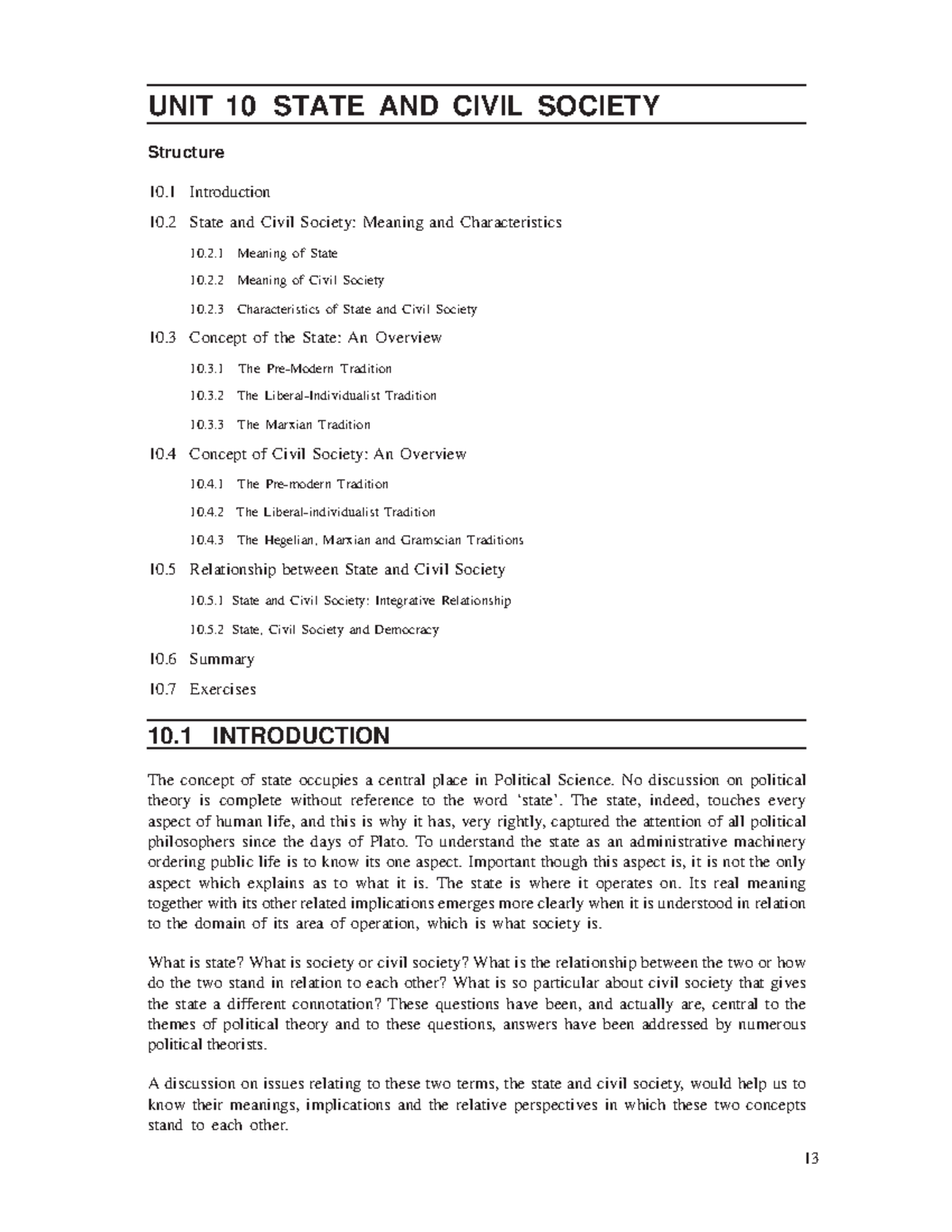 Unit-10 - Good - UNIT 10 STATE AND CIVIL SOCIETY Structure 10 ...