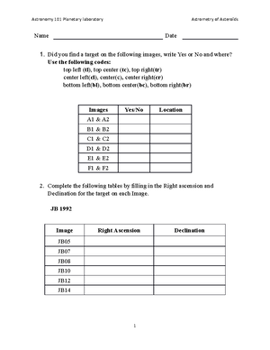 AST 101 Lab #1 and #2 Notes for Midterm Final - 1 AST 101 Planetary ...