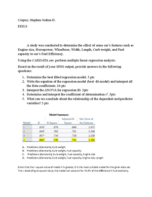 Corpuz Laboratory Multiple Linear Regression - Corpuz, Stephen Joshua D ...