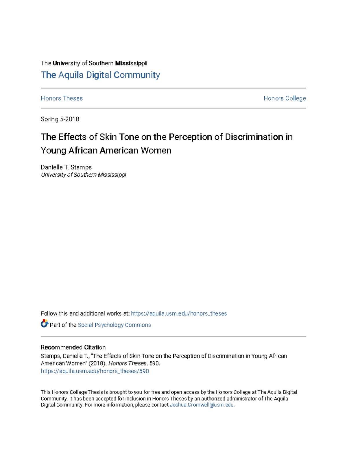 The Effects of Skin Tone on the Perception of Discrimination in Y ...