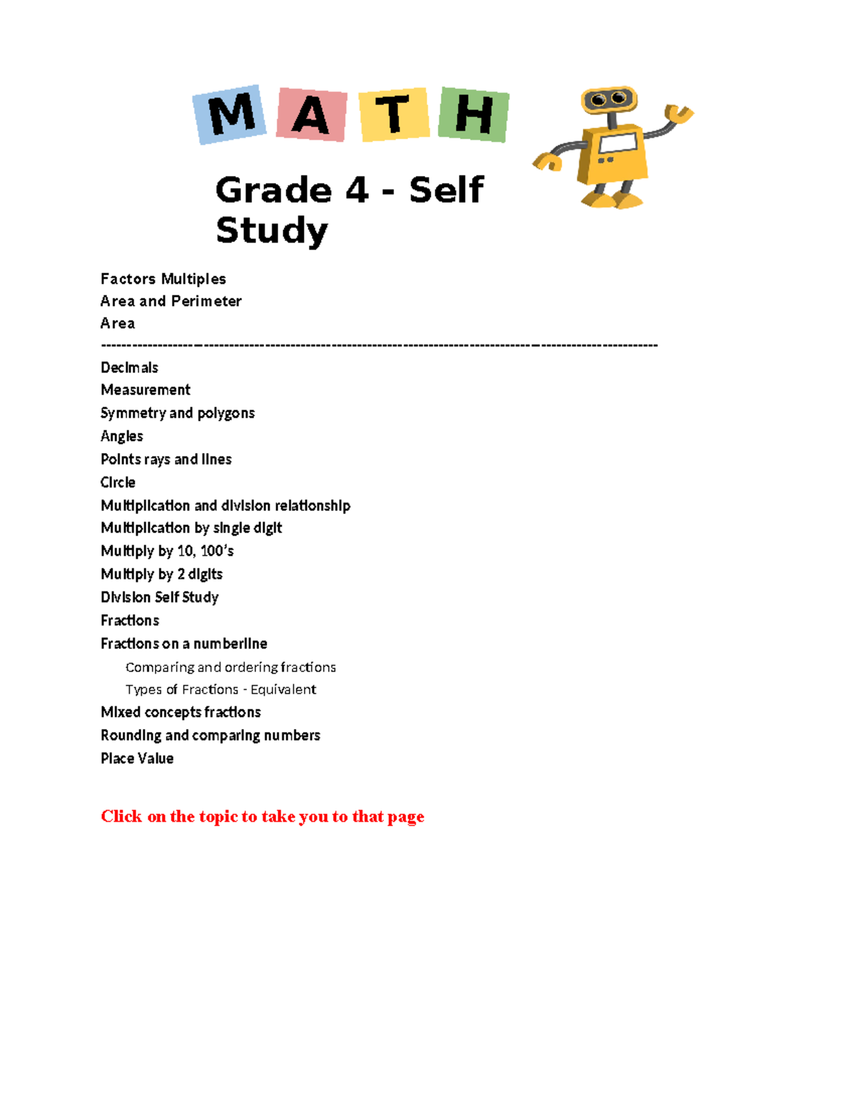 Math Self Study - math - Factors Multiples Area and Perimeter Area ...