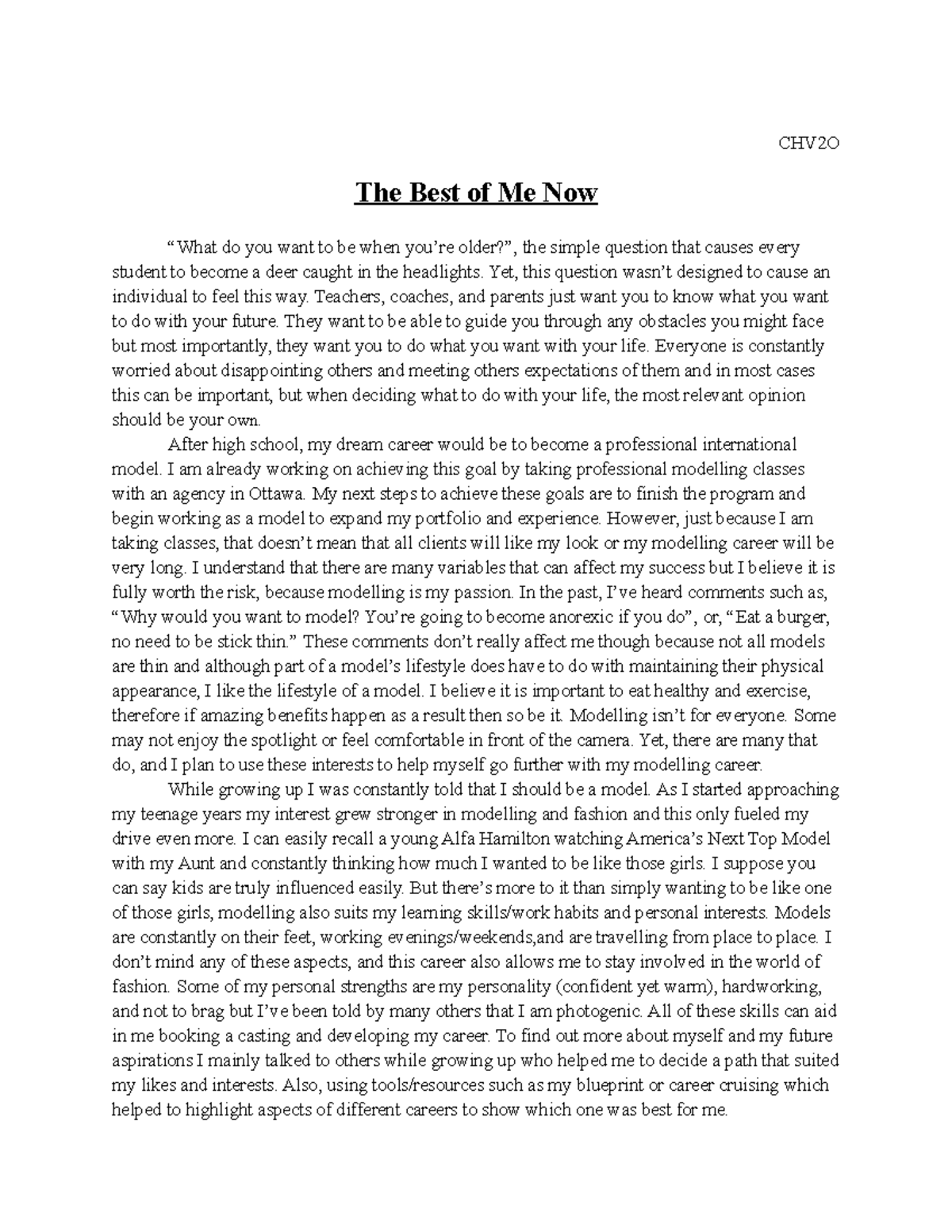 GLC2O-Unit 4 Activity 1- Assignment 2 - CHV2O The Best of Me Now “What ...