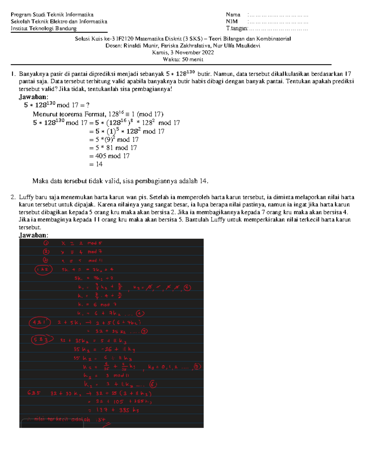 Solusi Kuis 3 IF2120 2022 - Program Studi Teknik Informatika Nama ...