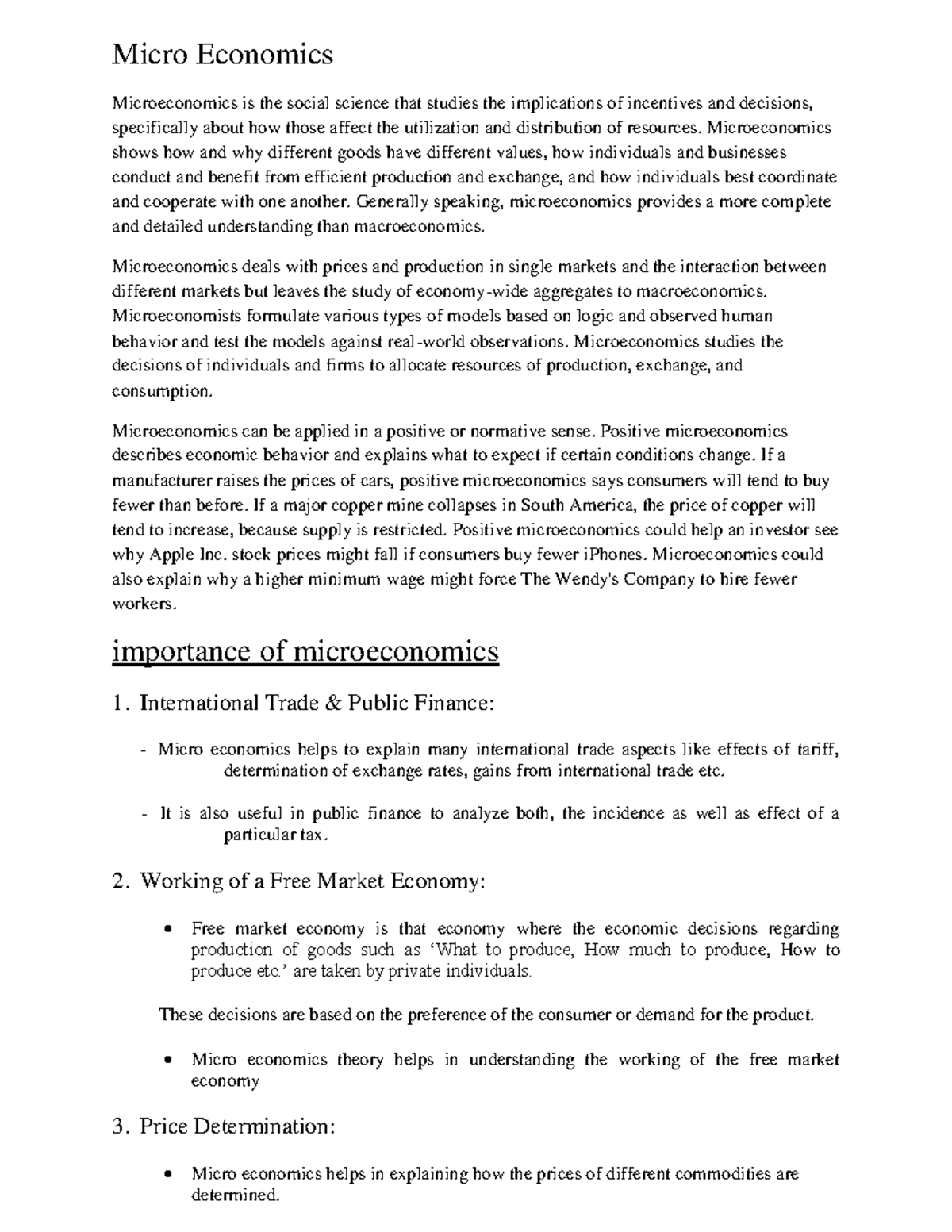 Macro economics - Micro Economics Microeconomics is the social science ...