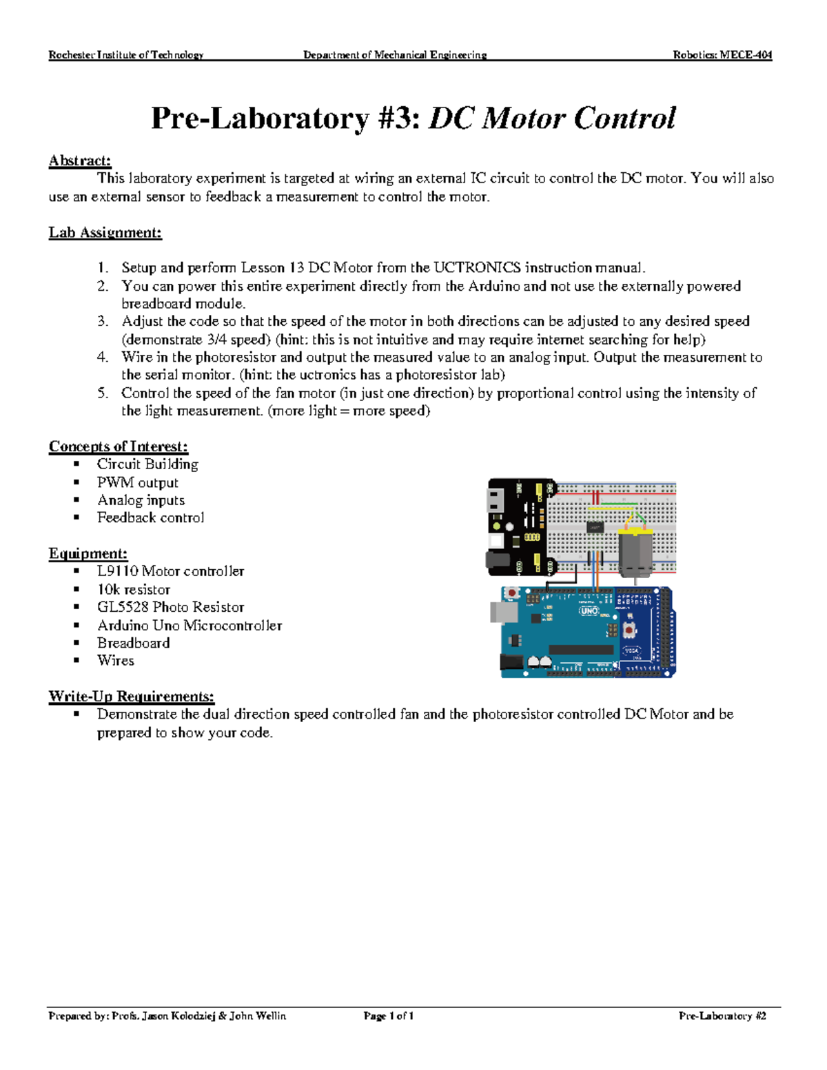 Pre Lab 3 DC Motor Control - Rochester Institute of Technology ...