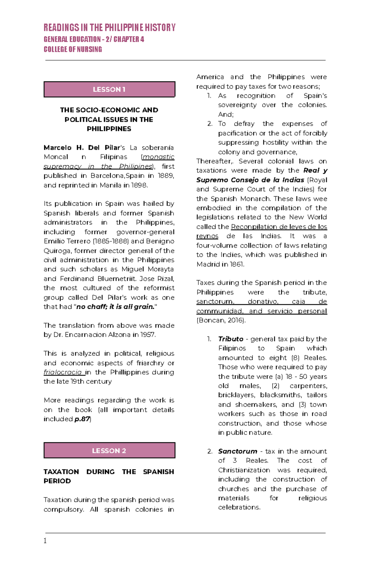 Readings IN THE Philippine History - READINGS IN THE PHILIPPINE HISTORY ...