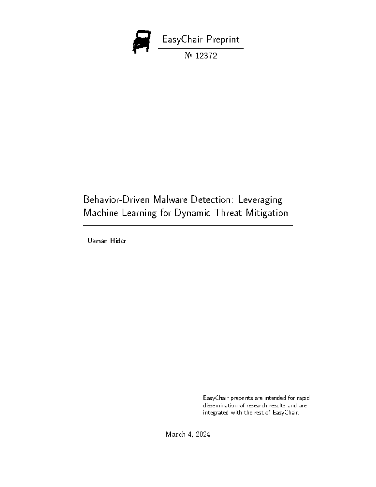 Easy Chair-Preprint-12372 INRO ***** - EasyChair Preprint No 12372 ...