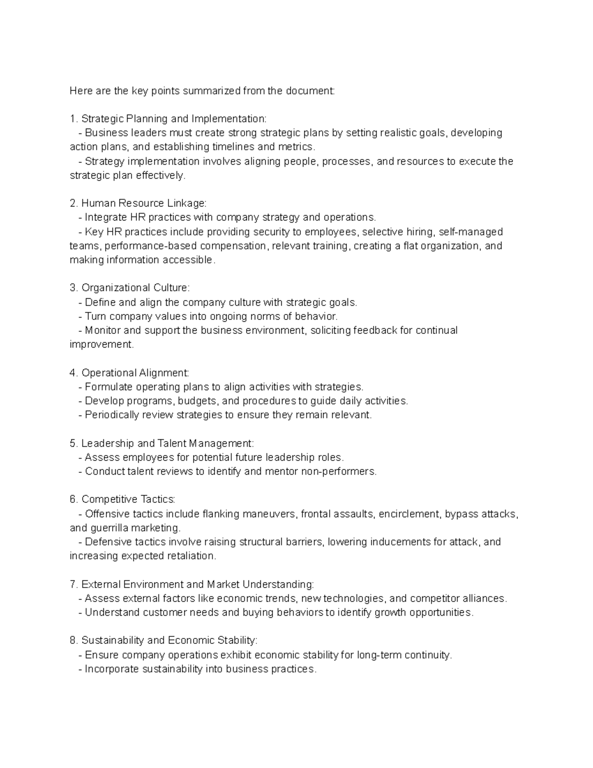 Notes - Here are the key points summarized from the document: Strategic ...