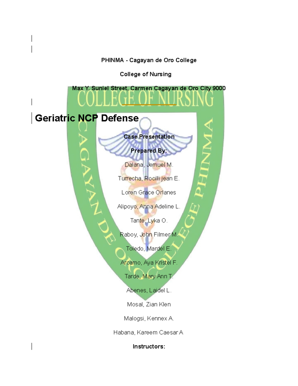 COC-FC1-BSN1-A05-03 Final - PHINMA - Cagayan de Oro College College of ...