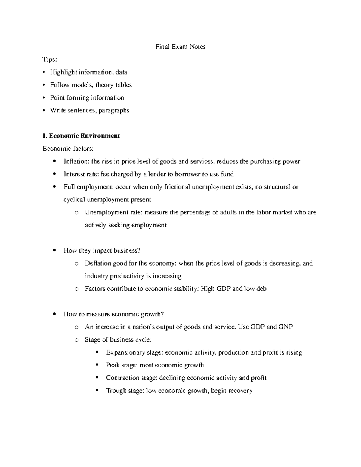 Notes Final Exam - Final Exam Notes Tips: Highlight information, data ...