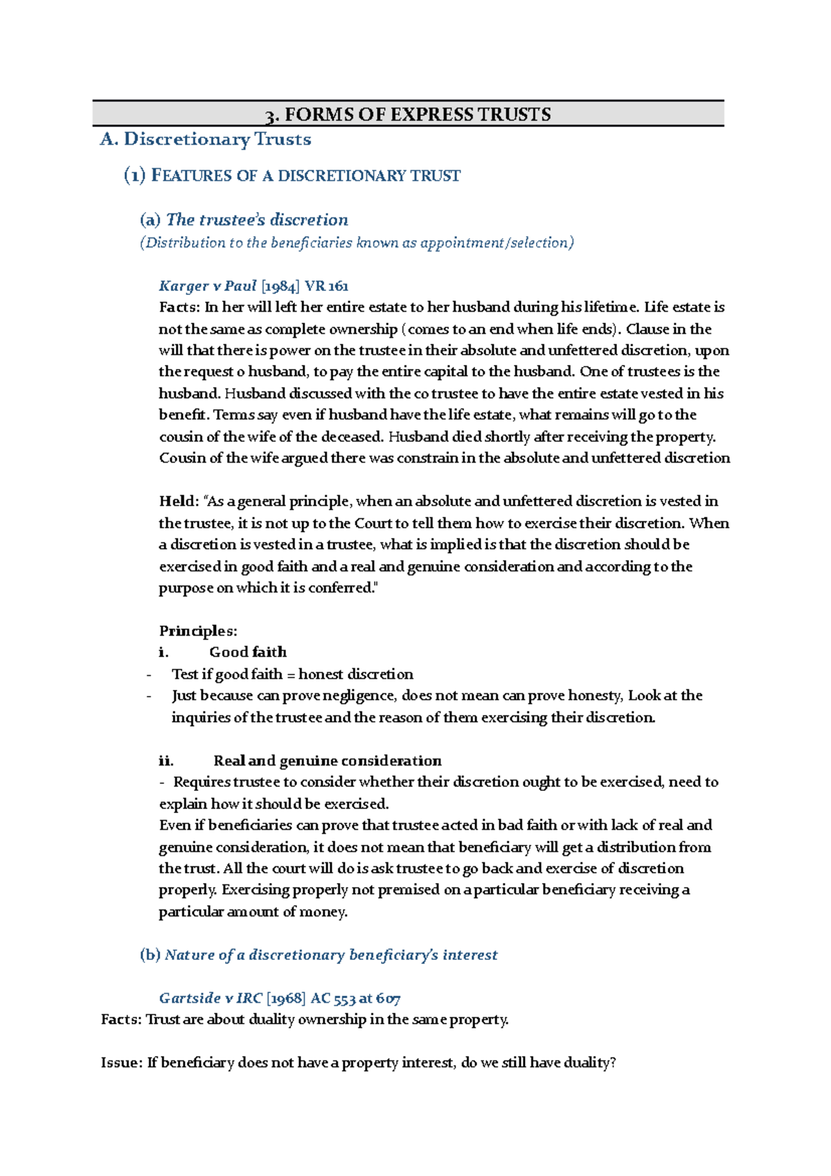 Forms of express trusts - 3. FORMS OF EXPRESS TRUSTS A. Discretionary ...