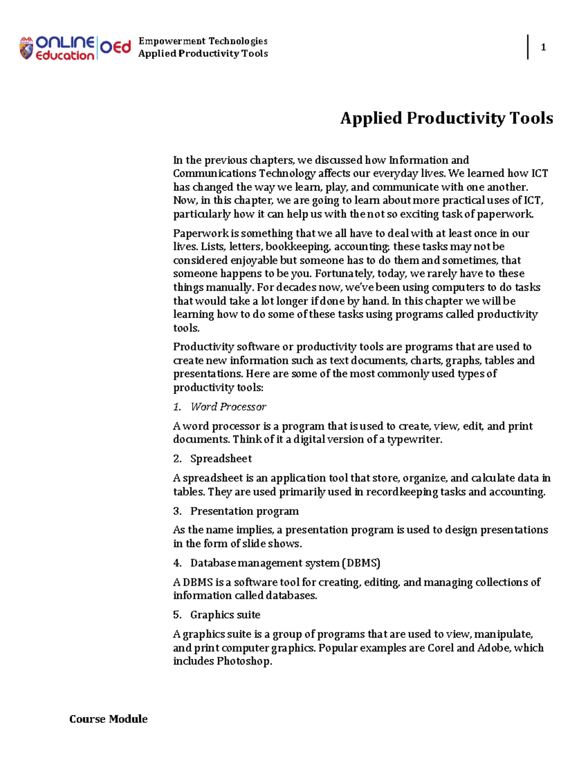 Week 6 Applied Productivity Tools Empowerment Technologies Applied