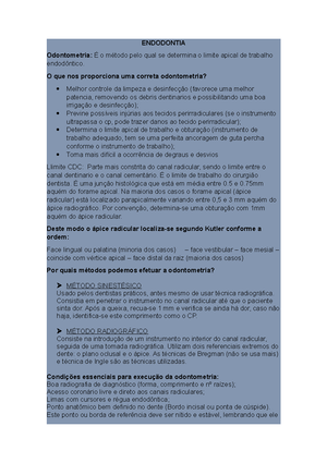 5- Determinação DO Limite Apical DO Preparo Endodôntico - DETERMINAÇÃO ...