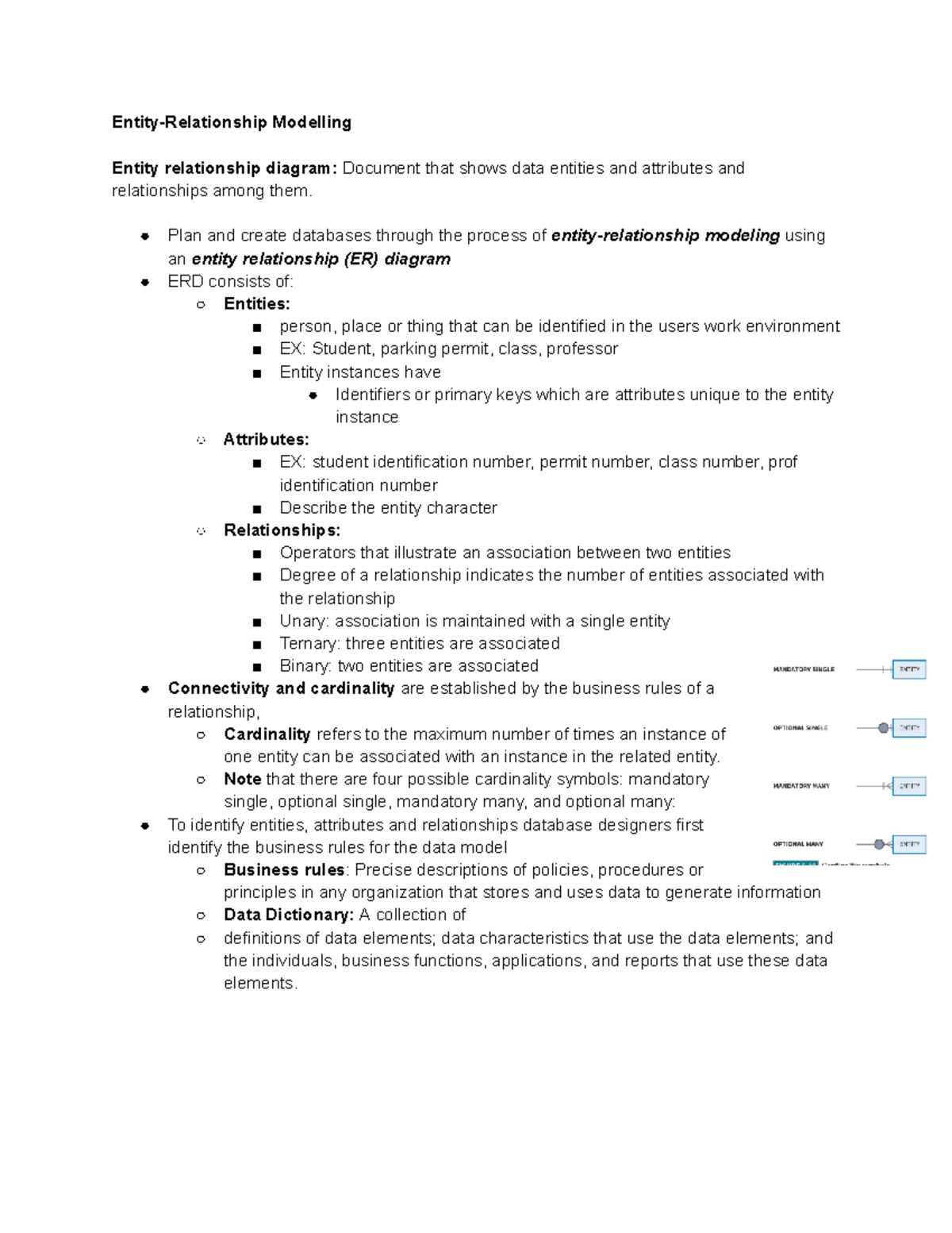 BTMA - NOTES - Entity-Relationship Modelling Entity relationship ...