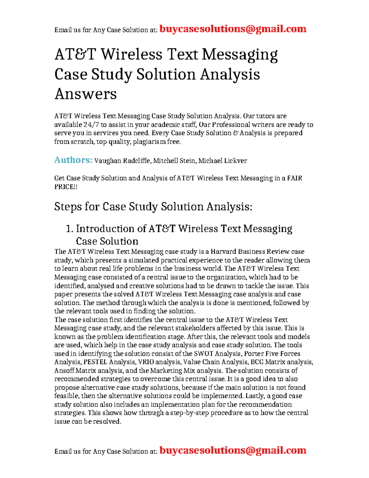 Case Solution AT&T Wireless Text Messaging - AT&T Wireless Text Messaging Case Study Solution ...