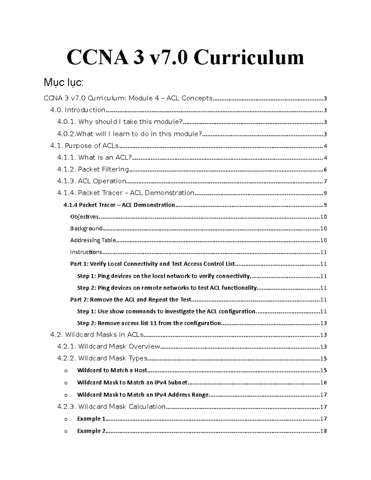 CCNA 3 v7.0 Curriculum: Module 4 – ACL Concepts - CCNA 3 v7 Curriculum CCNA 3 v7 Curriculum ...