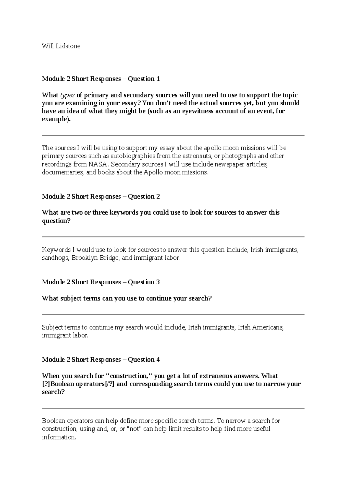Will Lidstone HIS 200 Applied History - Will Lidstone Module 2 Short ...