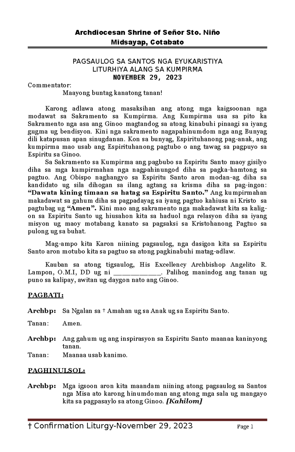 Liturgy-kumpil-2021 - Archdiocesan Shrine of Señor Sto. Niño Midsayap ...