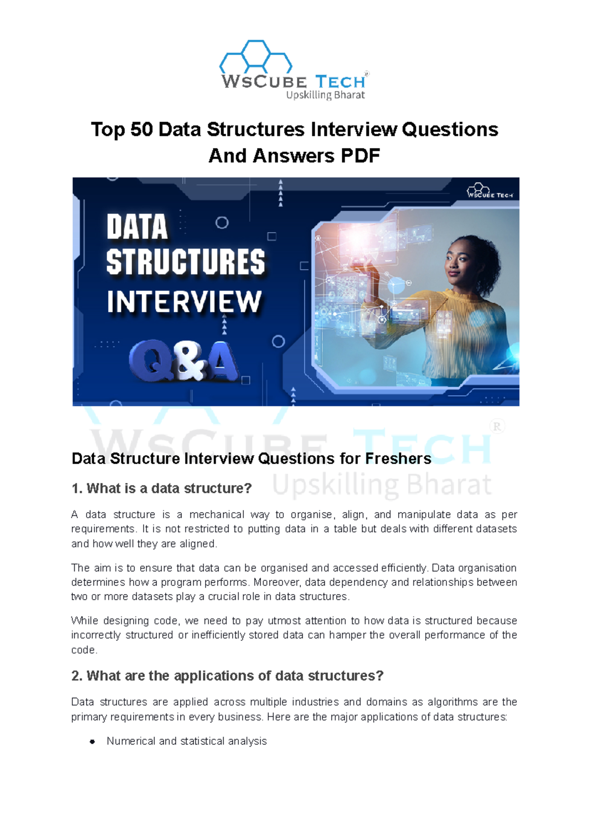 Data-structure-questions - Top 50 Data Structures Interview Questions And Answers PDF Data ...