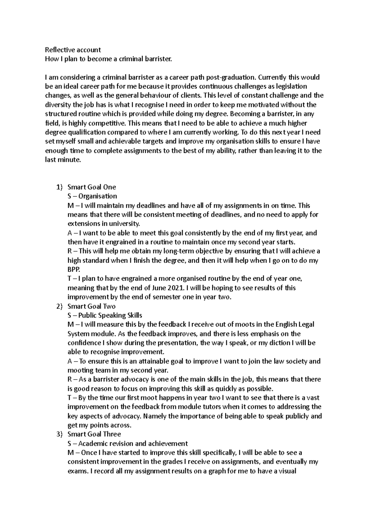 Reflective account - Reflective account How I plan to become a criminal ...