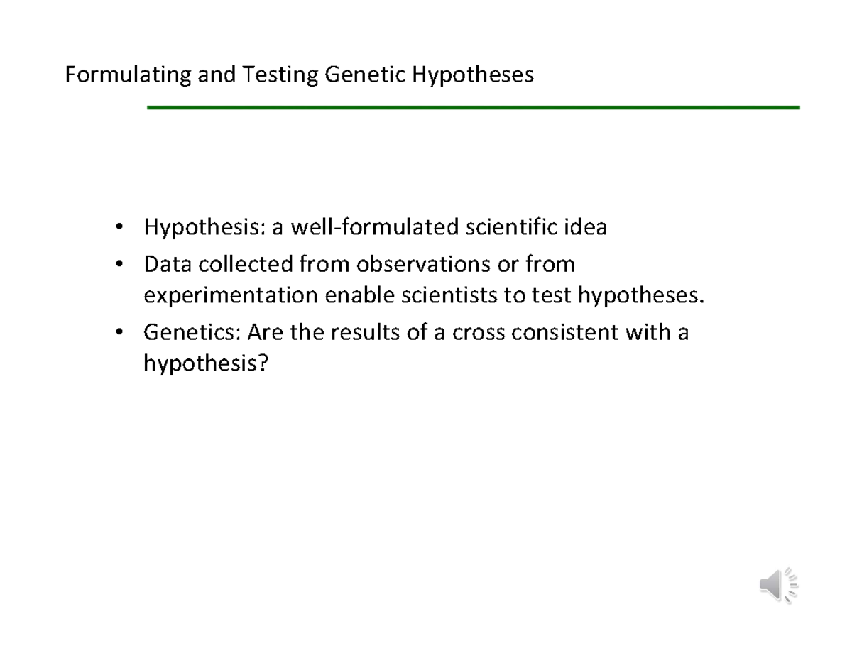 Mendelian Genetics Video #5 slides - Testing genetic hypotheses ...